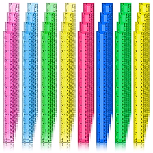 192 Pack Clear Color Rulers Bulk for Classroom Kids Rulers Bulk Back to School Supplies Transparent Colorful Ruler with Inches and Centimeters 8 Colors Metric Rulers for School Home Office (12 Inch)