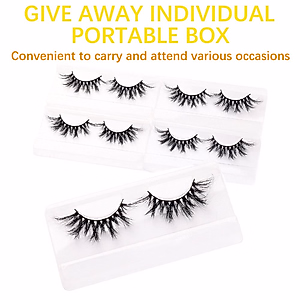 Kisslily 5 Pairs 20mm 3D Real Mink Eyelash Pack Fluffy False Eyelashes Extension Multi Pack Handmade Reusable Criss-cross Dramatic Thick Lash（188）