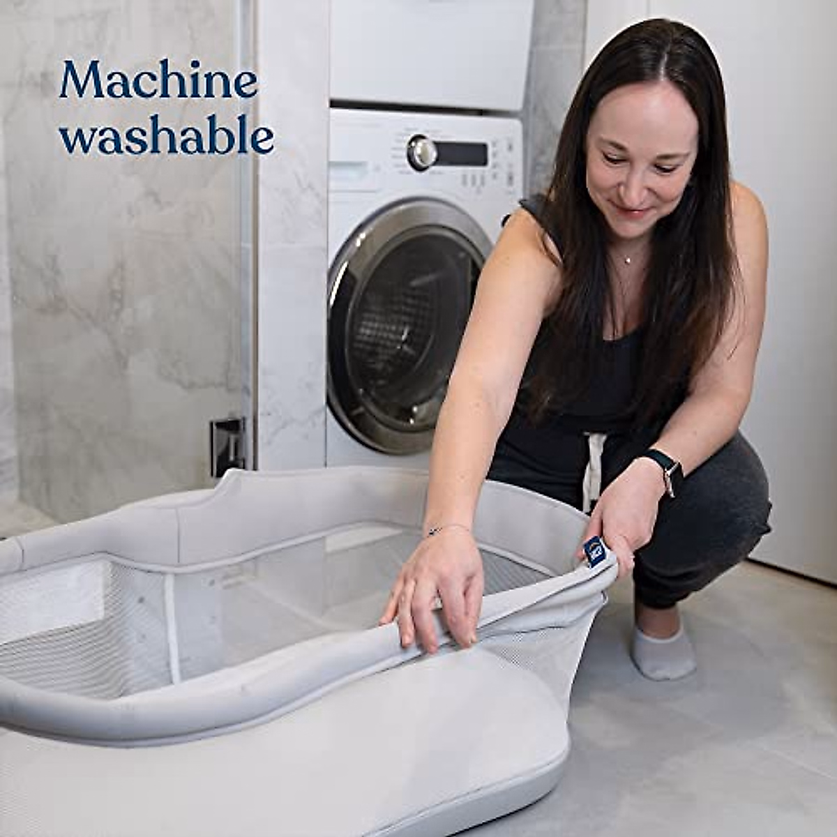 HALO BassiNest Soothing Swivel Sleeper 3.0, Baby Bassinet with Vibration and White Noise, Grey