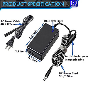 UL-Listed 19V Power Cord for Asus Monitor 22'' 23'' 24'' 27'' VG278 VG278Q VG279 VG279Q VG279QR VG245 VG245H VG248QE VG248QG VG275Q VG258QM VG248QG LED LCD TUF Gaming Display, 19Volt Laptop Charger