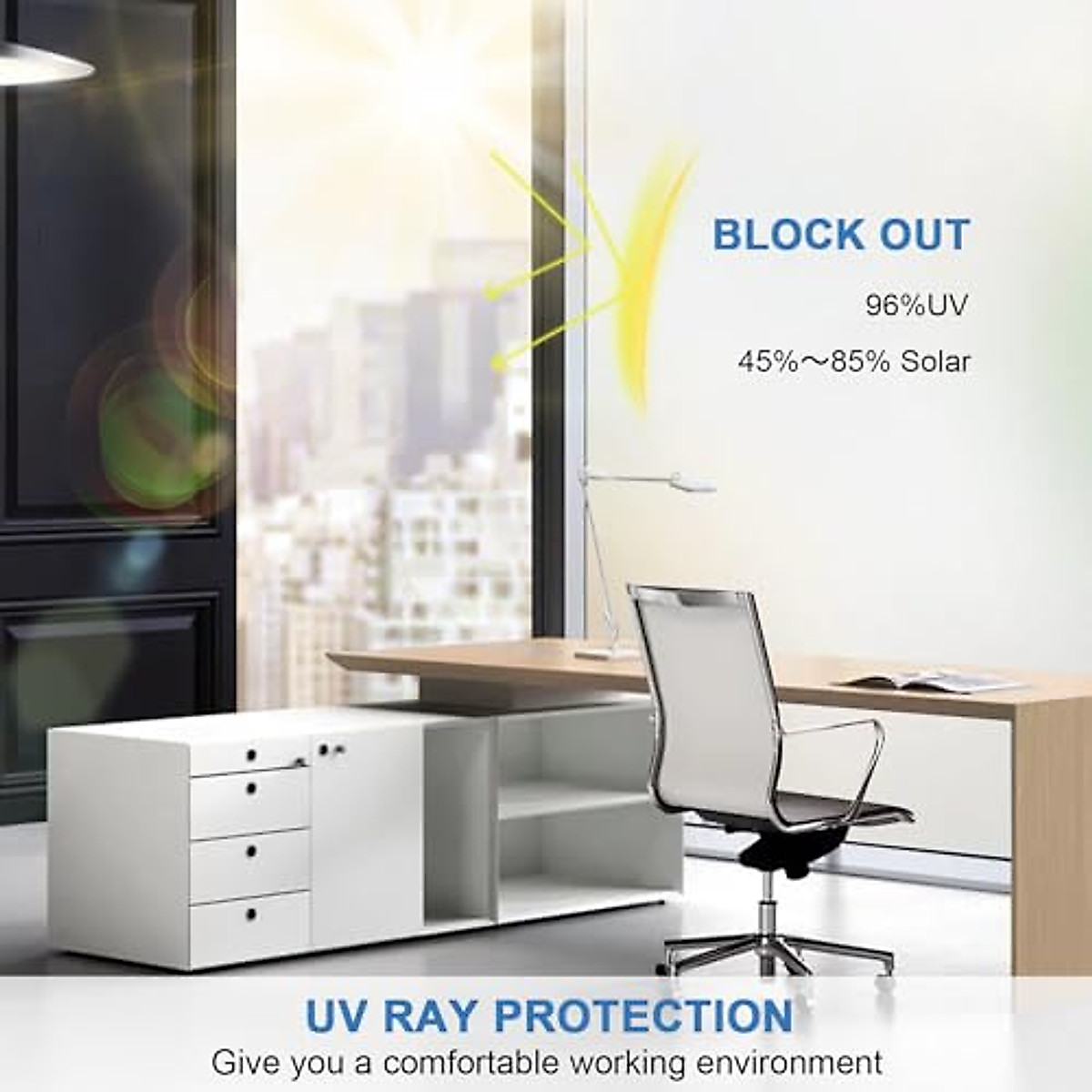 White Frosted Glass Window Film 23.6 X 78.7inch, Shackcom Bathroom Window Privacy Film - Non Adhesive Static Cling - Sun UV Blocking Heat Control Door Window Covering Decals for Home