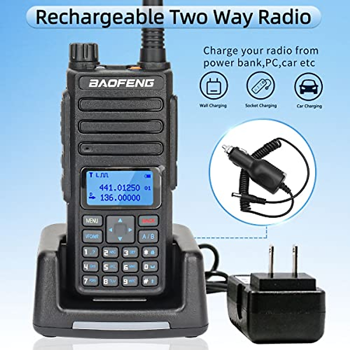 Ham Radio Baofeng BF-H6 10W High Power Two Way Radio Dual Band Handheld Walkie Talkie(UV-5R Upgraded Version) with PL2303 USB Programming Cable etc Extended Kit