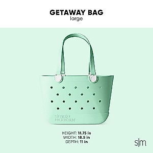 Simple Modern Beach Bag Rubber Tote | Waterproof Large Tote Bag with Zipper Pocket for Beach, Pool Boat, Groceries, Sports | Getaway Bag Collection | Retro Mint