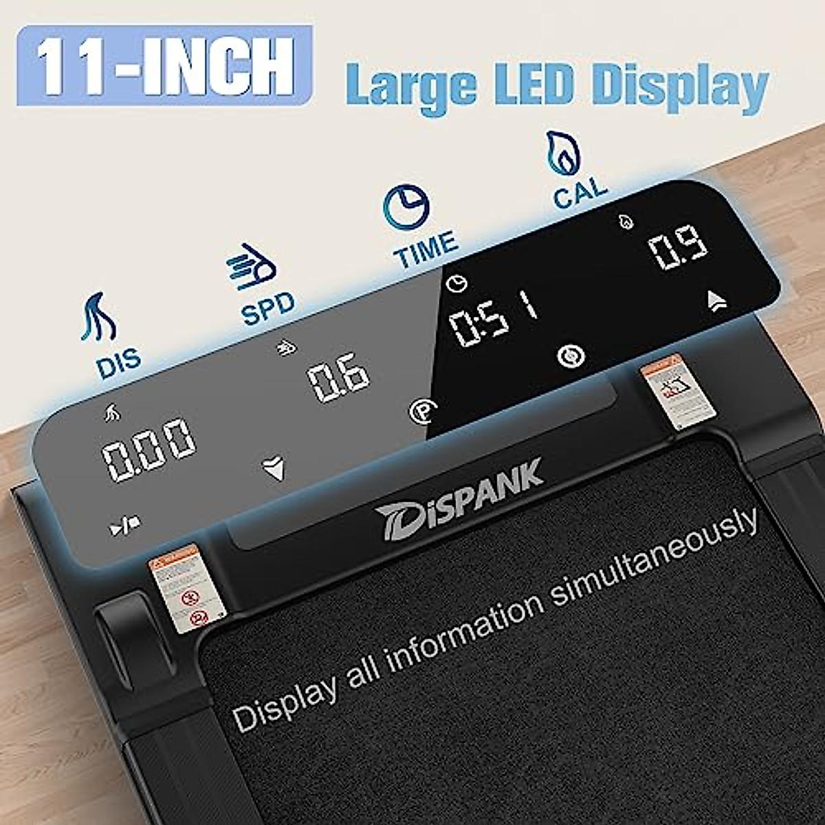 Under Desk Treadmill DISPANK 2 in 1 Walking Pad, Walking Treadmill for Home and Office, Small Treadmill Installation-Free with Remote Control and Large LED Dispaly for Jogging and Running