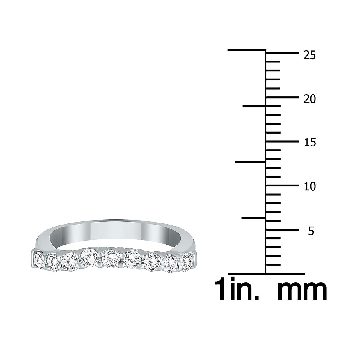 SZUL AGS Certified 1/2 Carat TW Diamond Curve Wedding Band in 10K White Gold