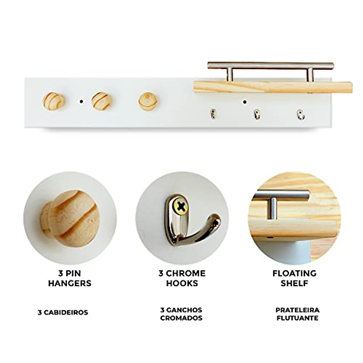 Artmovelar Key and Mail Holder for Wall - Wall Mounted Key Hanger, First Apartment Essentials, House Decor, Mail Organizer, Key Rack for Entryway, Farmhouse Kitchen Decor, Key Hooks for Wall - White