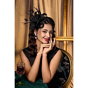 BABEYOND Fascinator Hats for Women - Tea Party Hats Fascinators Kentucky Headband Derby Hat Wedding Feathers Ribbon Headwear