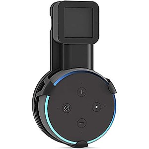 WALI Outlet Holder, Echo Dot 3rd Gen Wall Mount Stand, for Alexa Smart Home Speakers Voice Assistants Space Saving Accessories with Cable Management, (AMM002-B), 1 Pack, Black