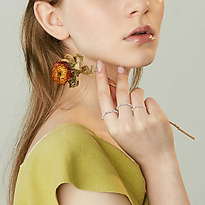 JOERICA 3PCS 1mm Stainless Steel Women Rings with Cubic Zirconia Plain Band Knuckle Stacking Midi Rings Comfort Fit