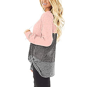 SAMPEEL Womens Tunics Tops leggings Fall Loose Fitting Sweaters Shirts Pink L