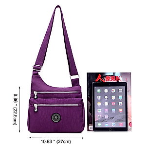 STUOYE Nylon Multi-Pocket Crossbody Purse Bags for Women Travel Shoulder Bag (Z187 Black)