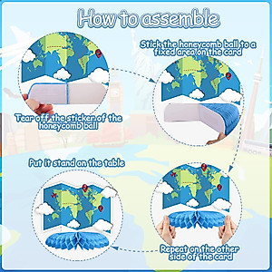 12PCS Travel Themed Party Decorations Travel Honeycomb Centerpieces Bon Voyage Party Decor Adventure Awaits Table Toppers for Baby Shower Retirement Birthday Party