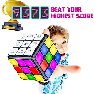 Skywin Puzzle STEM Memory Cube Game, Entertaining, Fun & Unique Flashing Memory Cube, Electronic Memory & Speed Game Development for Kids & Adults, Brain Hands and Eyes Coordination Game Cubes (Black)