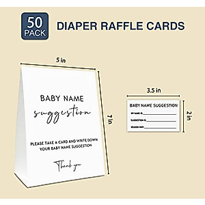 Yuansail Baby Name Suggestion For Baby Shower Games, White Name Suggestion Game Card, Party Favors Supplies Decorate For Baby Showers Game Cards, 1 Sign & 50 Cards Per Pack –(bbname-001)