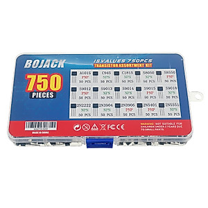 BOJACK 15 Values 750 Pcs A1015 C945 C1815 S8050 S8550 S9012 S9013 S9014 S9015 S9018 2N2222 2N3904 2N3906 2N5401 2N5551 PNP NPN Power General Purpose Transistors Assortment Kit