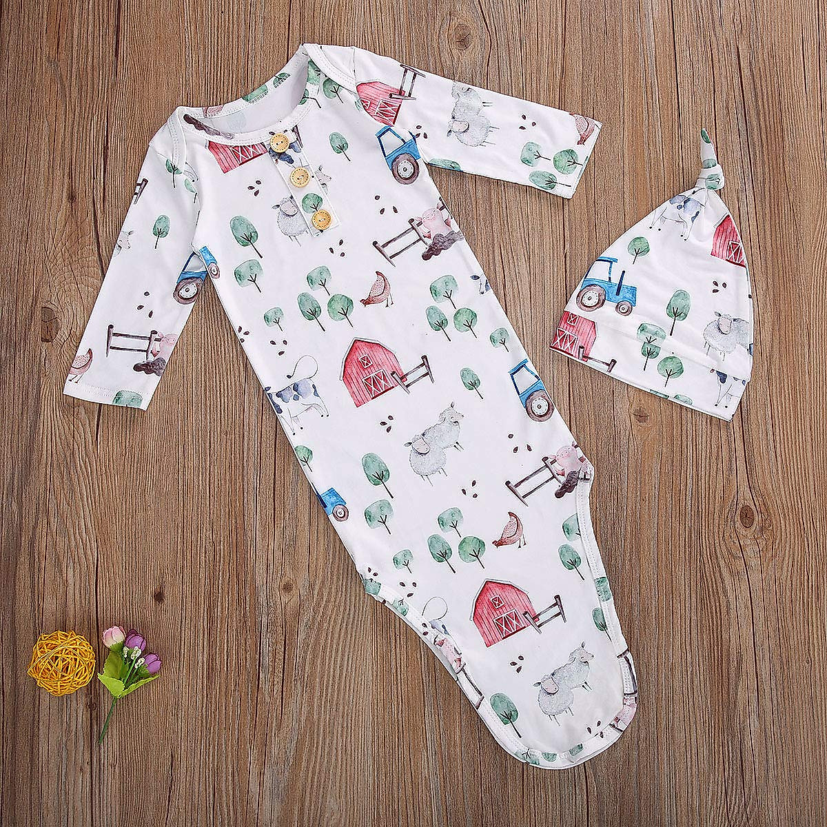 CIYCUIT Farm Animal Baby Stuff Knotted Clothes Newborn Coming Home from Hospital Outfit 0-6 Months