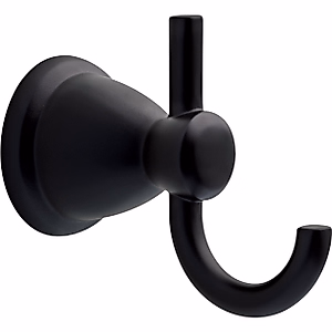 Franklin Brass Kinla (1-Pack) Towel Hooks Matte Black Bathroom Double J-Hooks Wall Mounted for Robes & Towels 2-Prong Hand Towel Hook Holder Kitchen, Bath, Bathroom Accessories KIN35-MB