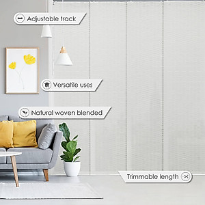 GoDear Design Adjustable Sliding Room Dividers Panel Blinds 45.8"- 86" W x 96" H, Extendable Track Vertical Blinds for Windows Patio Doors, Trimmable Vertical Panel Curtains, Semi Privacy, Snowdrop