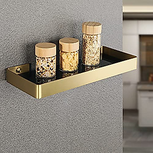 Alise Glass Shelf Bathroom Shelves Wall Mount 12 Inch,GDL3300-G SUS 304 Stainless Steel Brushed Gold Finish