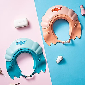 BORNINX Baby Shower Cap Silicone Bathing Hat Hair Washing Hat Waterproof Shampoo hat .Adjustable Shower Cap for Toddler Children（Seawater Blue，Head Circumference 15-24inch）