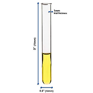 EISCO 5mL Test Tubes - Pack of 48 - Borosilicate 3.3 Glass - 1mm Thick Walls, Beaded Rim - Superior Heat & Chemical Durability - 3" Tall, 0.5" Diameter