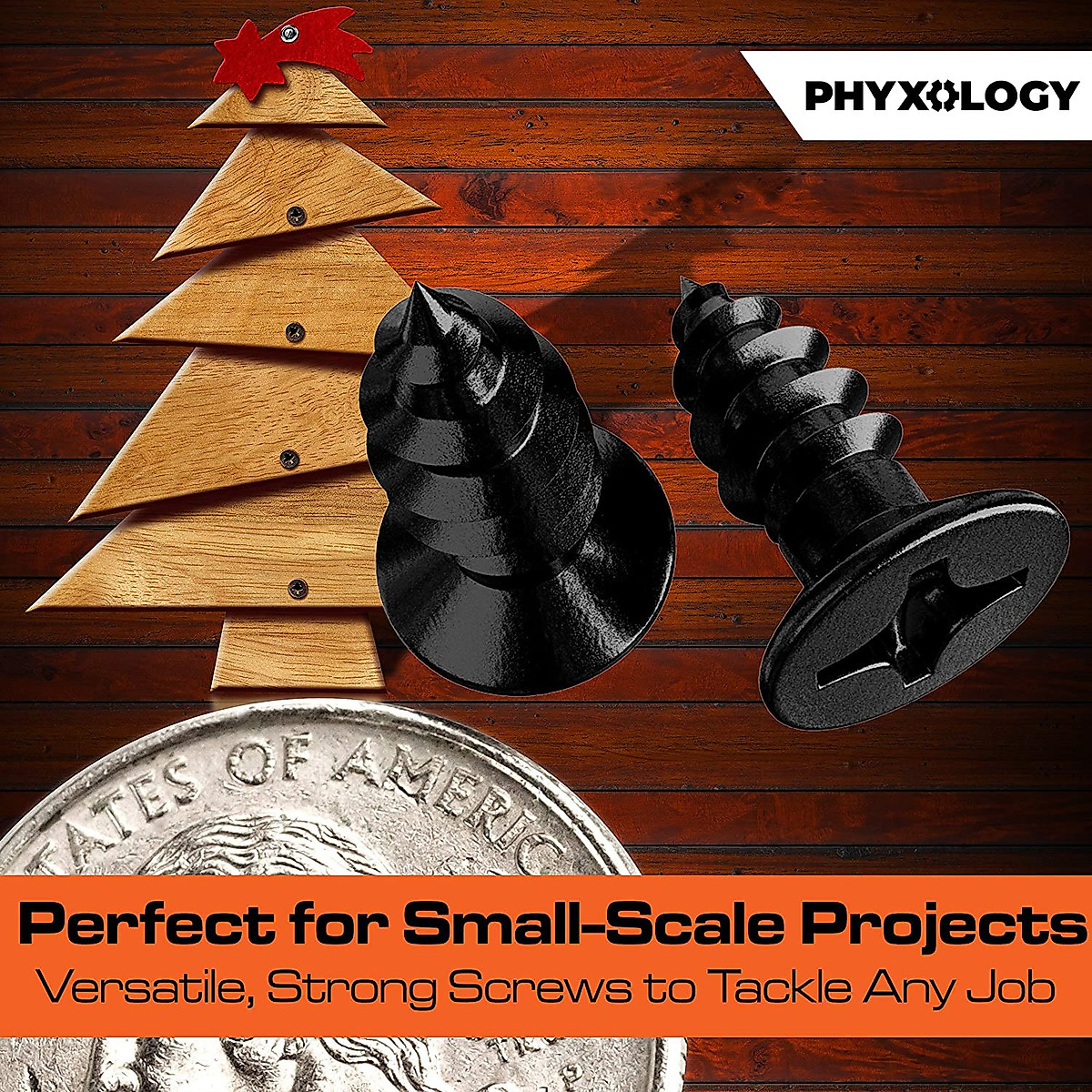 Durable #12 x 5/8" Black Phillips Head Screws 50 Pk. Versatile, Super Small, Coarse-Thread Coated Magnetic Steel Wood Screws Great for Indoor DIY Woodworking Projects, Furniture, and Handiwork