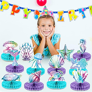 12Pcs Mermaid Party Supplies Mermaid Birthday Honeycomb Centerpieces for Under The Sea Party Decorations Ocean Mermaid Theme Table Honeycomb for Ocean Mermaid Theme Birthday Baby Shower Party Favors