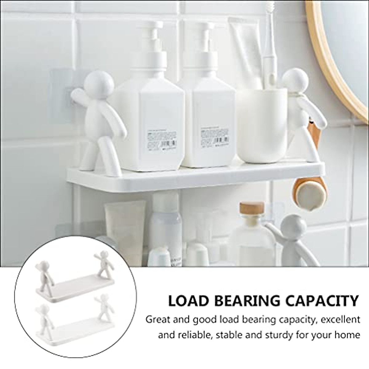 DOITOOL 2pcs Floating Shelves Wall Mounted Figure Ledge Display Plastic Wall Shelf Stick On Damage Free Removable Hanging Rack Wall Decor for Kitchen Bathroom Living Room