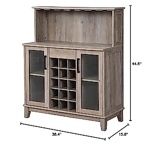 Home Source 44.5" Bar Cabinet with Wine Rack,Coffee Bar Table and Microwave Station Cabinet for Home,Sideboard Buffet Cabinet with Storage for Dining Room,Kitchen,Concrete (Grey wash)