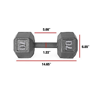 WF Athletic Supply Cast Iron Solid Hexagon Gray/Black Dumbbells, Strength Training Free Weights Set of 2 for Women and Men, Hand Weights Sold by Pairs, Multi-Select Size Options Available