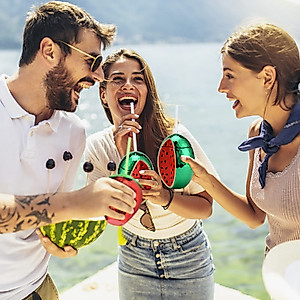 PRTECY Kawaii Fruit Straw Cups, Strawberry Cups Watermelon Tumbler with Lid Portable Cute Water Bottle Mug for Gift Home Office School (720 ML/24 OZ)