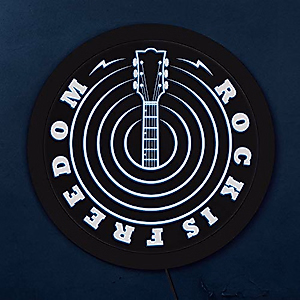 The Geeky Days Music Quote Rock is Freedom Guitar Studio Sign Multi-Color LED Lighting Neon Sign Wall Art Guitar LED Display Guitarist Man Cave Decor