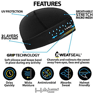 Halo Headband Womens Pullover Skull Cap, Black