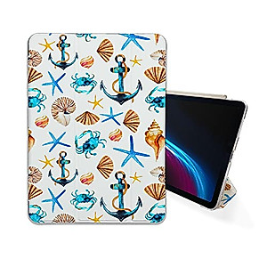 Cute Ocean Sea Shell case Compatible with iPad Mini Air Pro 7.9 8.3 9.7 10.2 10.9 11 12.9 inch Pattern Cover New 2022 2021 Trifold Stand 3 4 5 6 7 8 9 Generation 532 (9.7" 5/6 gen)