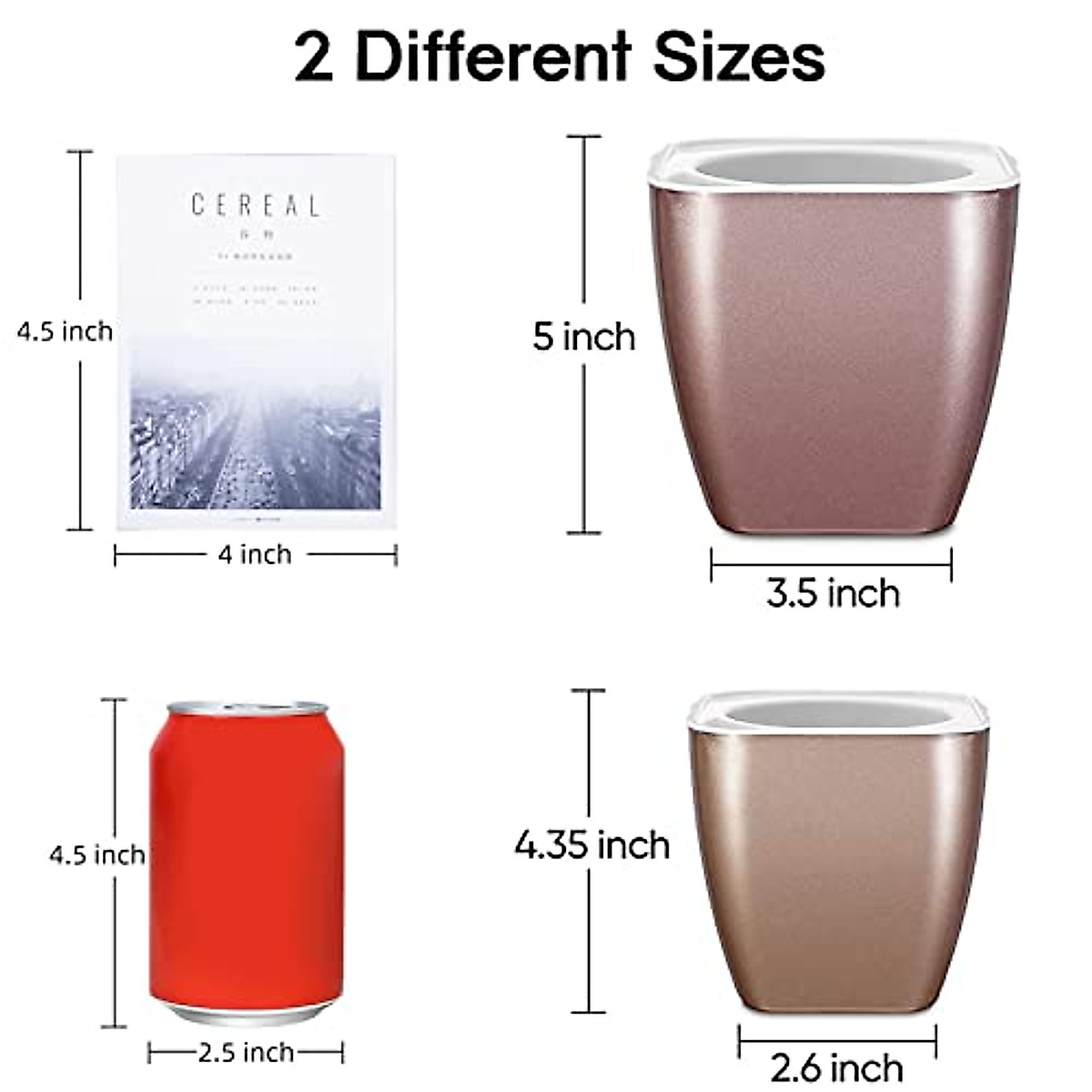 HEMOPLT Self Watering Plant Pots for Indoor Plants - Planters - Pack of 6 4" & 5" African Violet Pots - Orchid Pots - Champagne Gold - Silver - Rose Gold