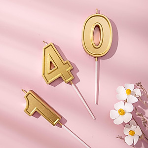 CAKE CODE 2.76 Inch Roma Gold 1 Number Birthday Candles, Gold Number Candles, Cake Number Candles, Party Celebration