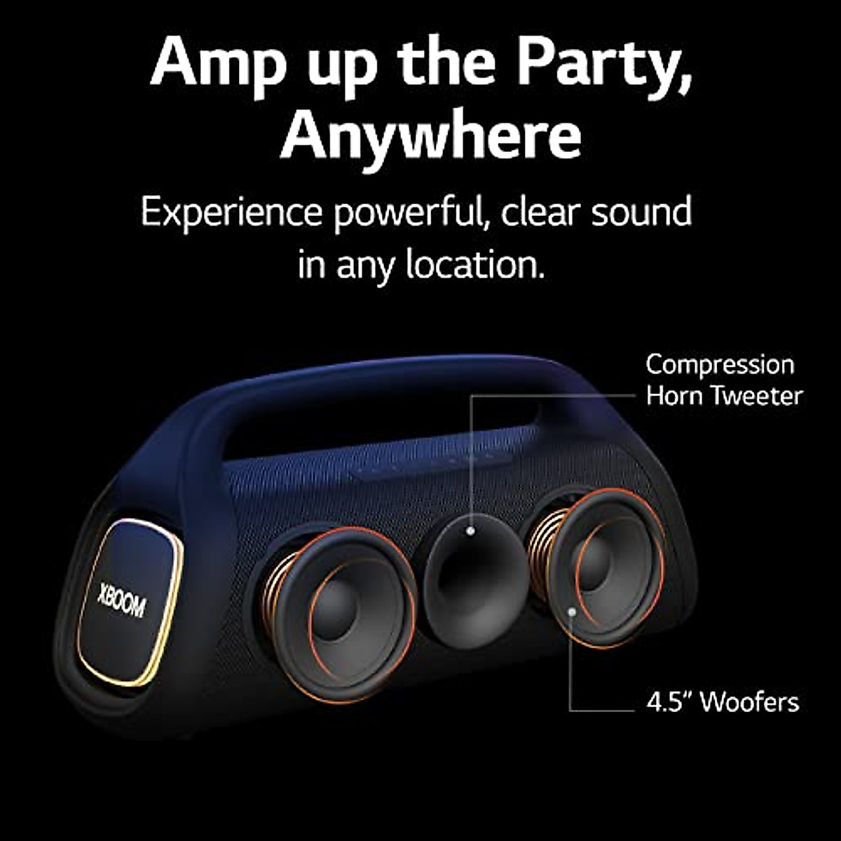 LG XG9QBK.DUSALLK Go Portable Bluetooth Speaker - Stage Lighting and up to 24-Hour Battery, Black