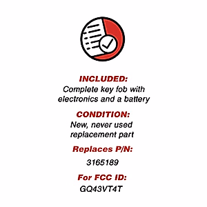 KeylessOption Keyless Entry Remote Control Car Key Fob Replacement for GQ43VT4T
