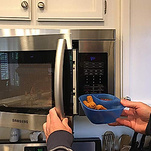 Rolling Sands Reusable Snack and Dip Bowls, 5 Pack, USA Made, Dishwasher and Microwave Safe Personal Size Plastic Divider Bowls, BPA-Free, Two Compartments to Hold Dips, Snacks and Treats