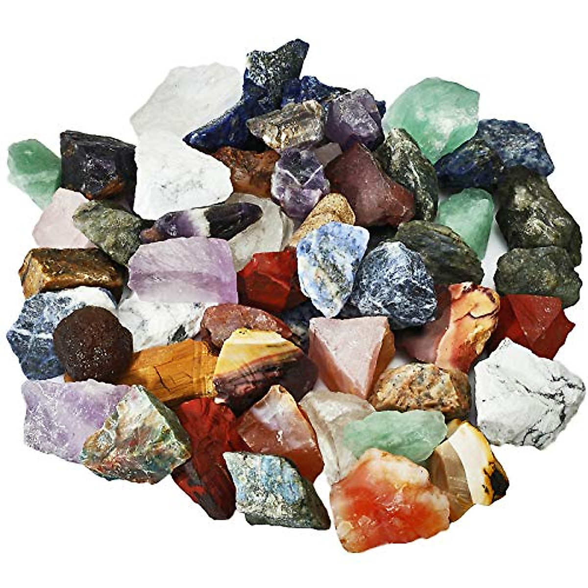 SUNYIK Natural Raw Stones Rough Rock Crystals for Tumbling,Cabbing,Assorted Stones,1pound(About 460 Gram)