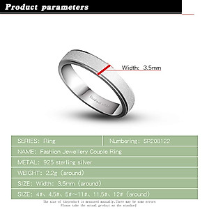 Dankadi Men & Women Fashion S925 Sterling Silver Ring Smooth Plain Dome Comfort Solid Silver Ring Wedding Engagement 3.5 mm Ring 13# (Fashion style, 13)