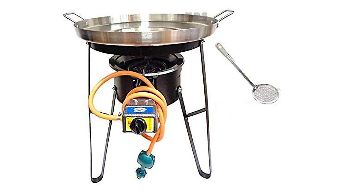 Outdoor Cooking Set: 22-Inch Stainless Steel Comal with Burner & Stand