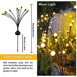 AAOVEFOX Solar Garden Lights – 40 LED Solar Firefly Lights, 10 LED Starburst Swaying Lights, Solar Outdoor Lights Waterproof Garden Decor for Yard Patio Pathway Lawn(4 Pack)