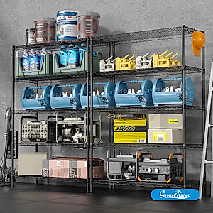 Guan River 5-Shelf Adjustable Metal Shelf Wire Shelving Unit Heavy Duty Storage Rack Display Shelf for Office,Kitchen,Bedroom,Bathroom,Laundry,Pantry Basement,Garage(Black,48" L x 18" W x 72" H)