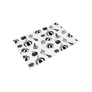 Thanksgiving Fall Outdoor Rug for Patio/Deck/Porch, Non-Slip Large Area Rug 6 x 9 Ft, Simple Black and White Fall Pumpkin Indoor Outdoor Rugs Washable Area Rugs, Reversible Camping Rug Carpet Runner