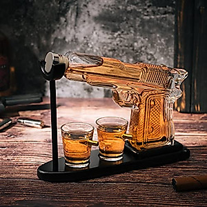 Gifts for Men Dad, 9 Oz Whiskey Decanter Set with Two 2 Oz Glasses, Unique Birthday Gift Ideas from Daughter Son, Home Bar Gifts, Drinking Accessories Funny Military Retirement Present, Cool Dispenser