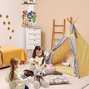 Stuffed Animal Storage Corner Mounted Wood Soft Toy Shelf, Hanging Toy Organizer, Plush Toys Holder, Length Adjustable Soft Toy Large Storage Organization for Nursery Play Room Bedroom Kid Room