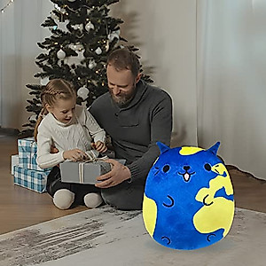 Weighted Cat Stuffed Animals 10" Big Kawaii Cute Plushie for Girls Boys Anxiety, Anime Cat Plush Toy, Kitten Soft Plushy for Christmas Stocking Stuffers Party Favors Birthday Gift for Kids (Blue1)