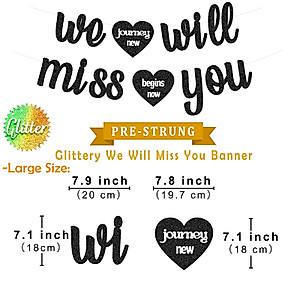 Aonor Going Away Party Decorations - Black We Will Miss You Banner and Tassel Garland for Goodbye Party Retirement Farewell Party Decorations
