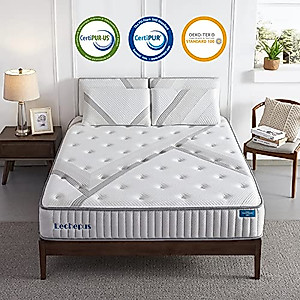 Lechepussleep King Size Mattress, Lechepus 10 Inch Medium Firm Hybrid Mattress, Pocket Innersprings for Motion Isolation, Breathable Tight Top Mattress in Box, CertiPur-US (LT-1901-1150)